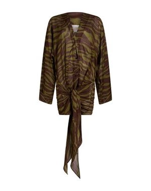Attico Military Cotton Zebra-print Midi Dress - Green