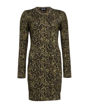 Just Cavalli Mini Dress Military Size Cotton, Elastane - Green