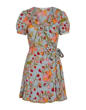 Poupette St Barth Sky Viscose Floral-print Ruffled Mini Dress