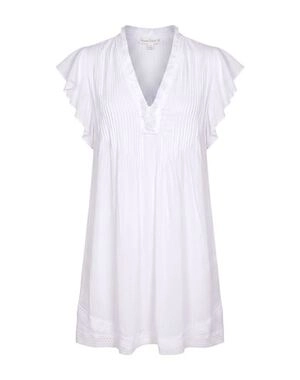 Poupette St Barth Gauze Embroidered Fringed Mini Dress - White