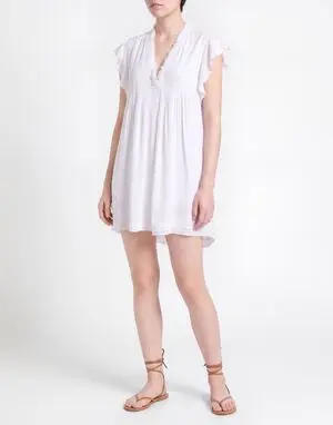 Poupette St Barth Gauze Embroidered Fringed Mini Dress