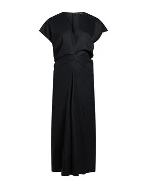 KAOS Twill Metallic Striped V-neck Midi Dress