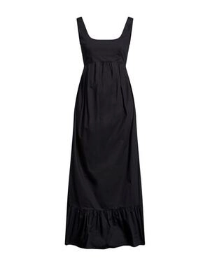 COMPAGNIA ITALIANA Cotton Maxi Dress With Ruffles And Open Back - Black
