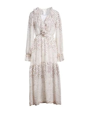 VICOLO Lyocell And Nylon Maxi Dress With Ruffles - Beige