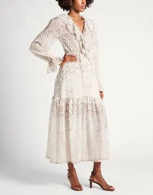 VICOLO Lyocell And Nylon Maxi Dress With Ruffles