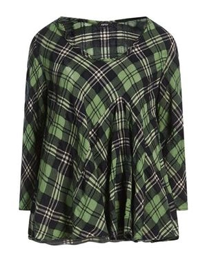 Aspesi Virgin Wool And Viscose Checkered Top - Green