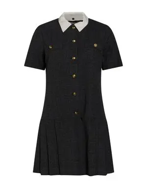 Sandro Mini Dress In Charcoal Polyester, Viscose, And Elastane