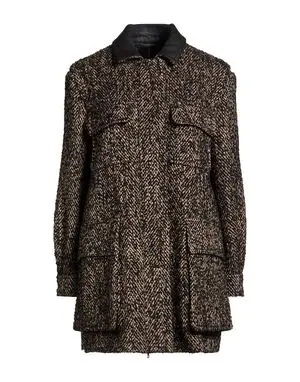 Max Mara Virgin Wool Blend Bouclé Coat With Leather Details