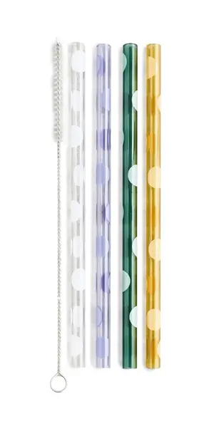 FAZEEK Polka Dot Glass Straw Set - Multi