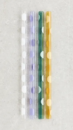 FAZEEK Polka Dot Glass Straw Set