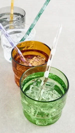 FAZEEK Polka Dot Glass Straw Set