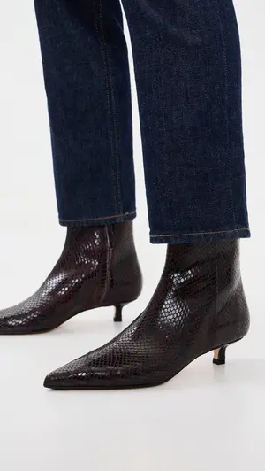 AeydĒ Sofie Snake Print Ankle Boots