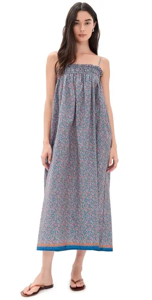 LA MAREGOLD Sammy Midi Dress - Blue Linen Bloom