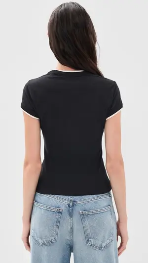 Veronica Beard Contrast Devin Tee - Black/ecru