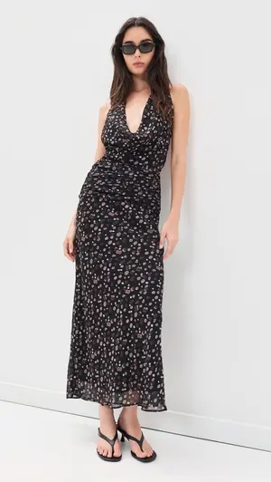 NIA Sampaio Polka Dot Maxi Dress