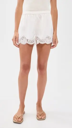 Cami Nyc Anora Satin Shorts With Lace Trim