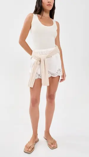 Cami Nyc Anora Satin Shorts With Lace Trim