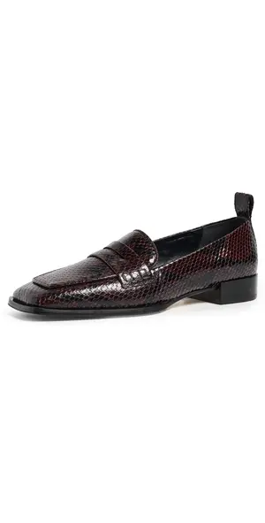 AeydĒ Blake Snake Print Leather Loafers - Port