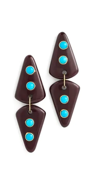 Shashi Cowgirl Earrings - Brown/turquoise