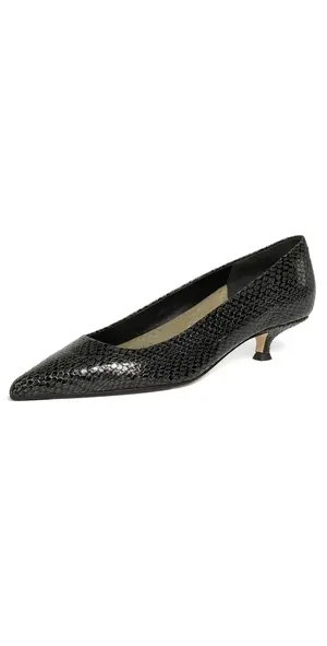 AeydĒ Cari Mini Snake Print Leather Pumps - Moss