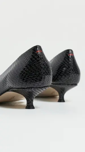 AeydĒ Cari Mini Snake Print Leather Pumps