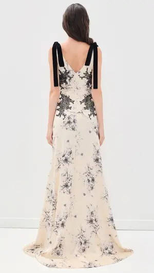 Cinq À Sept Hand Sketched Floral Antonella Gown