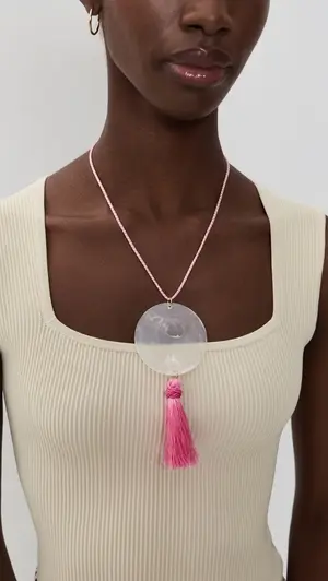 LOGAN TAY Tasseled Shell Pendant Necklace