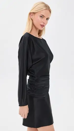 Staud Freda Silk Mini Dress - Black