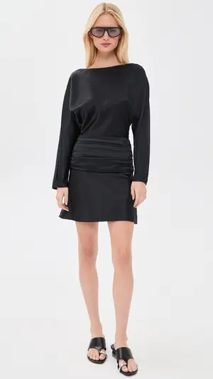 Staud Freda Silk Mini Dress - Black