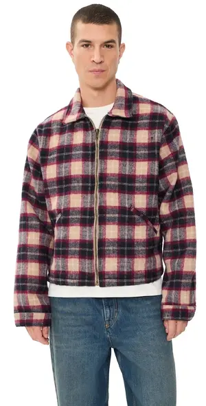 ASHER Zed Plaid Zip-up Jacket - Red/brown