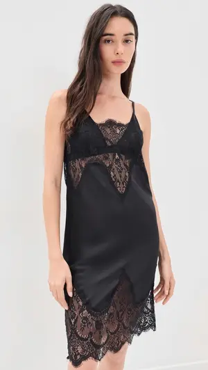 Norma Kamali Bias Slip Dress With Lace