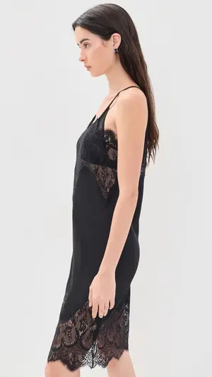 Norma Kamali Bias Slip Dress With Lace