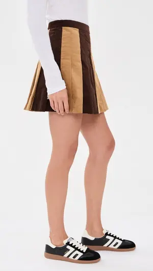 ROWING BLAZERS Mixed Corduroy Pleated Skirt