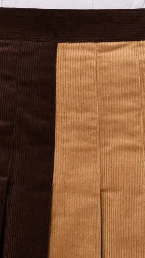 ROWING BLAZERS Mixed Corduroy Pleated Skirt
