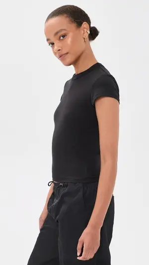 Good American The Cap Sleeve Tee - Black001