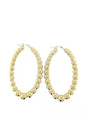 LISA NIK Beaded Oval Hoop Earrings