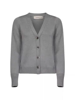 BLANCA VITA Button-up V-neck Cardigan - Grey