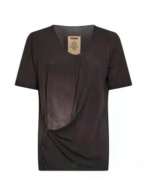 UMA WANG Asymmetric Draped T-shirt - Brown