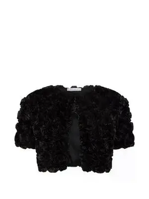 ALINA Rose-pattern Cropped Jacket - Black