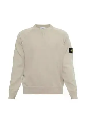 Stone Island Logo-patch Raglan-sleeve Sweater - Neutrals