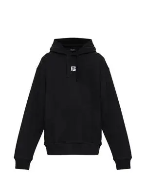 Balmain Logo-embroidered Drawstring Hoodie - Black