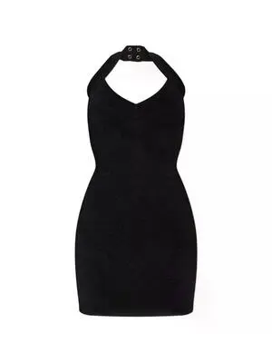 Balmain Jacquard Halterneck Mini Dress - Black