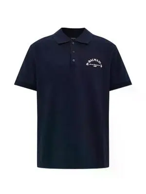 Balmain Logo-print Cotton Polo Shirt - Blue