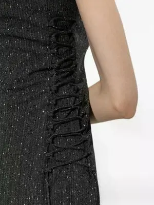 Alexander McQueen Lace-up Scoop-neck Midi Dress