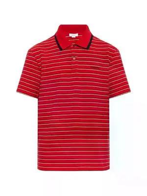 Alexander McQueen Striped Cotton Polo Shirt - Red