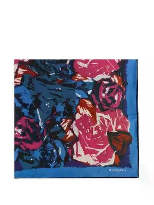 Givenchy Floral-print Silk Scarf - Blue