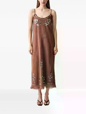 HOSS INTROPIA Sequin-embellished Sleeveless Ruffled Midi Dress