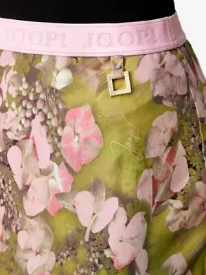 JOOP! Floral Print Logo Waistband Flared Midi Skirt