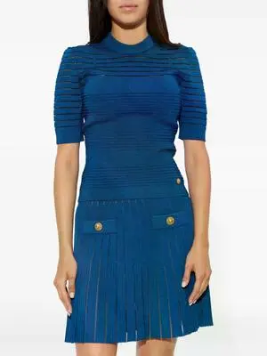 Balmain Sheer-panneled Lion-head Top