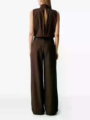 VICOLO Sleeveless Tie-neck Wide-leg Jumpsuit